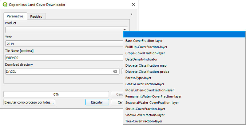 Plugin QGIS para descarga de productos Copernicus Global Land - Gis&Beers